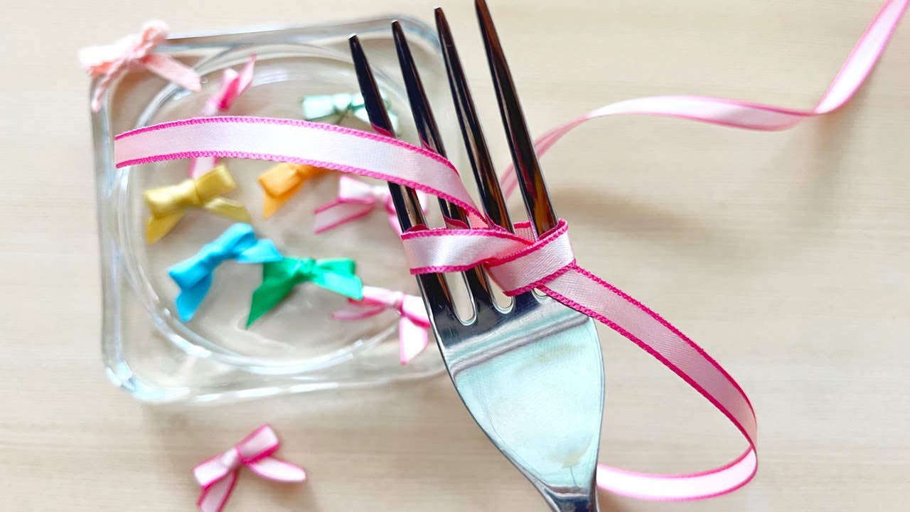 DIY Ribbon Bow, How to Make Tiny Bow Using a Table Fork (201) - YouTube
