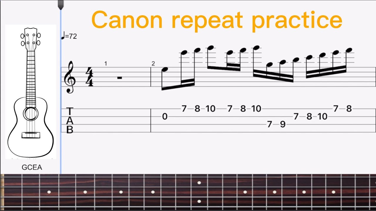 Ukulele Tab “Canon in D” - repeat practice - YouTube