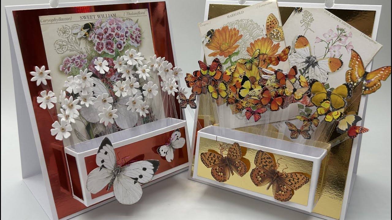 Butterfly & Flowers concertina fold Easel shaped card - Pretty Paper ...