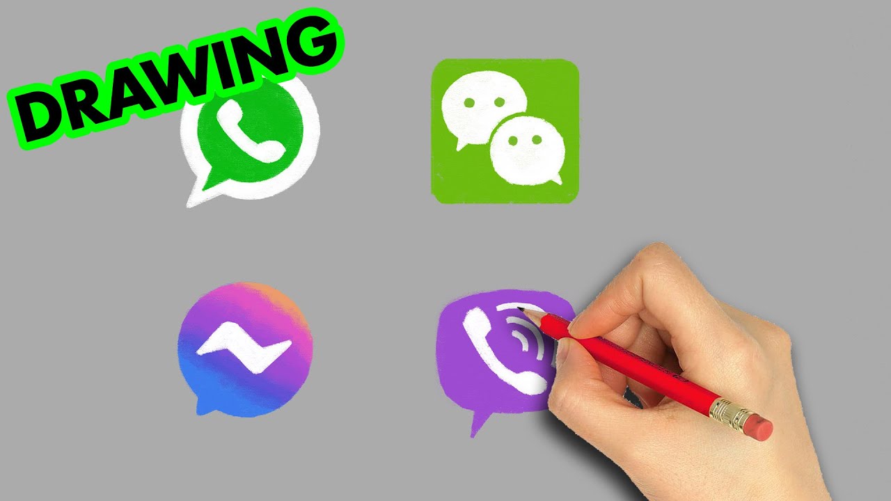 how to draw Whatsapp We Chat Messenger Viber | Art Therapy - YouTube