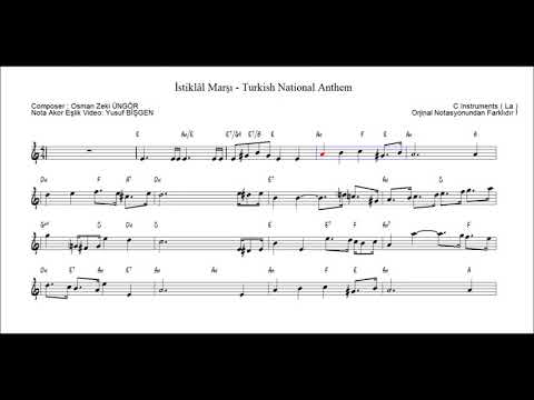 İstiklâl Marşı - Turkish National Anthem - Nota Akor Eşlik - C Instruments ( La )
