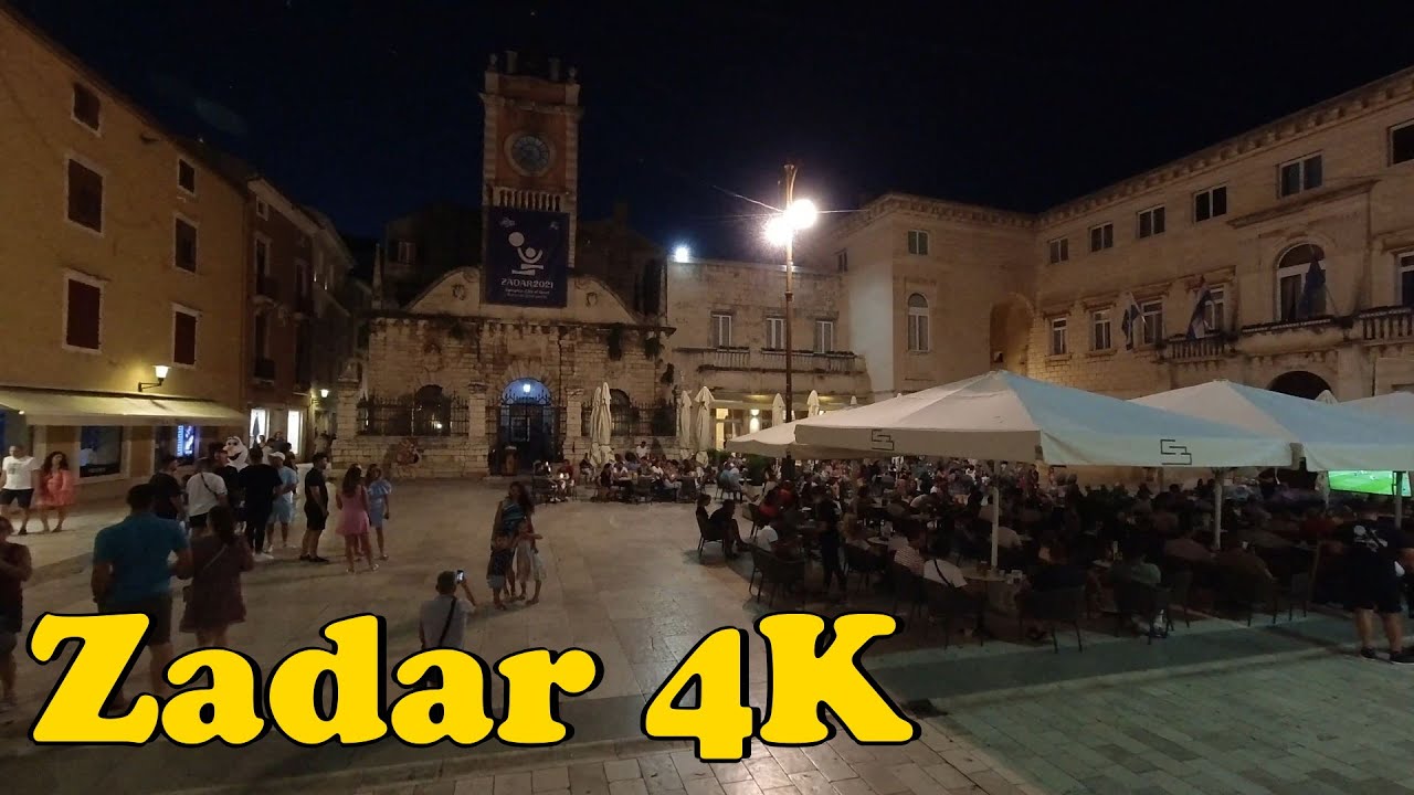 Night walk around Zadar Croatia. [4K] - YouTube