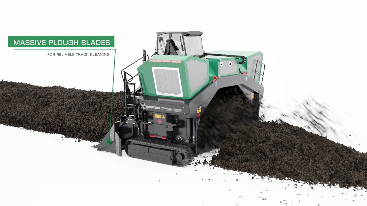 Komptech Topturn X5000 Compost Windrow Turner - Animated Overview - YouTube