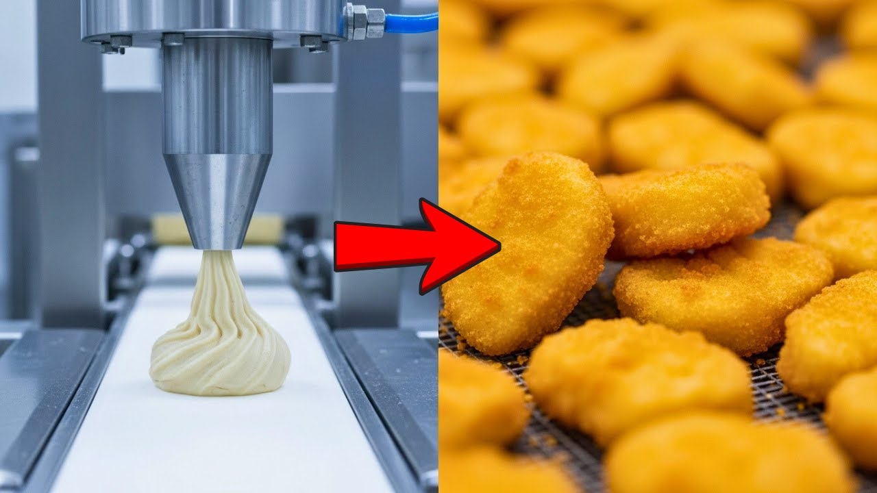How Chicken Nuggets Are Made (Factory Process) | Forming → Breading → ...