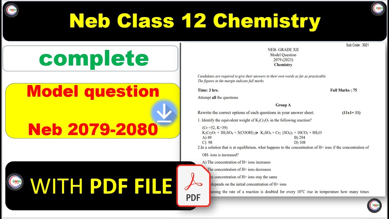 Neb class 12 chemistry model question paper with solution 2079/80 - YouTube