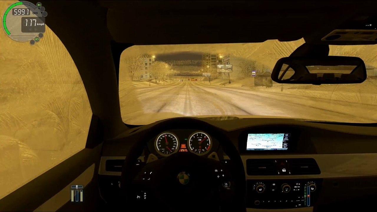 City Car Driving - BMW M5 E60 Snowy night street racing - YouTube