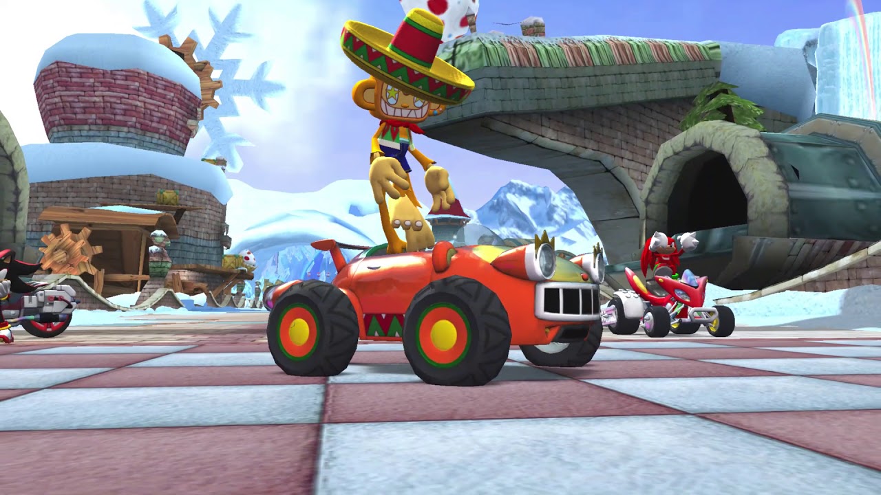 4 way split screen awesomeness Sonic & Sega all star racing - YouTube