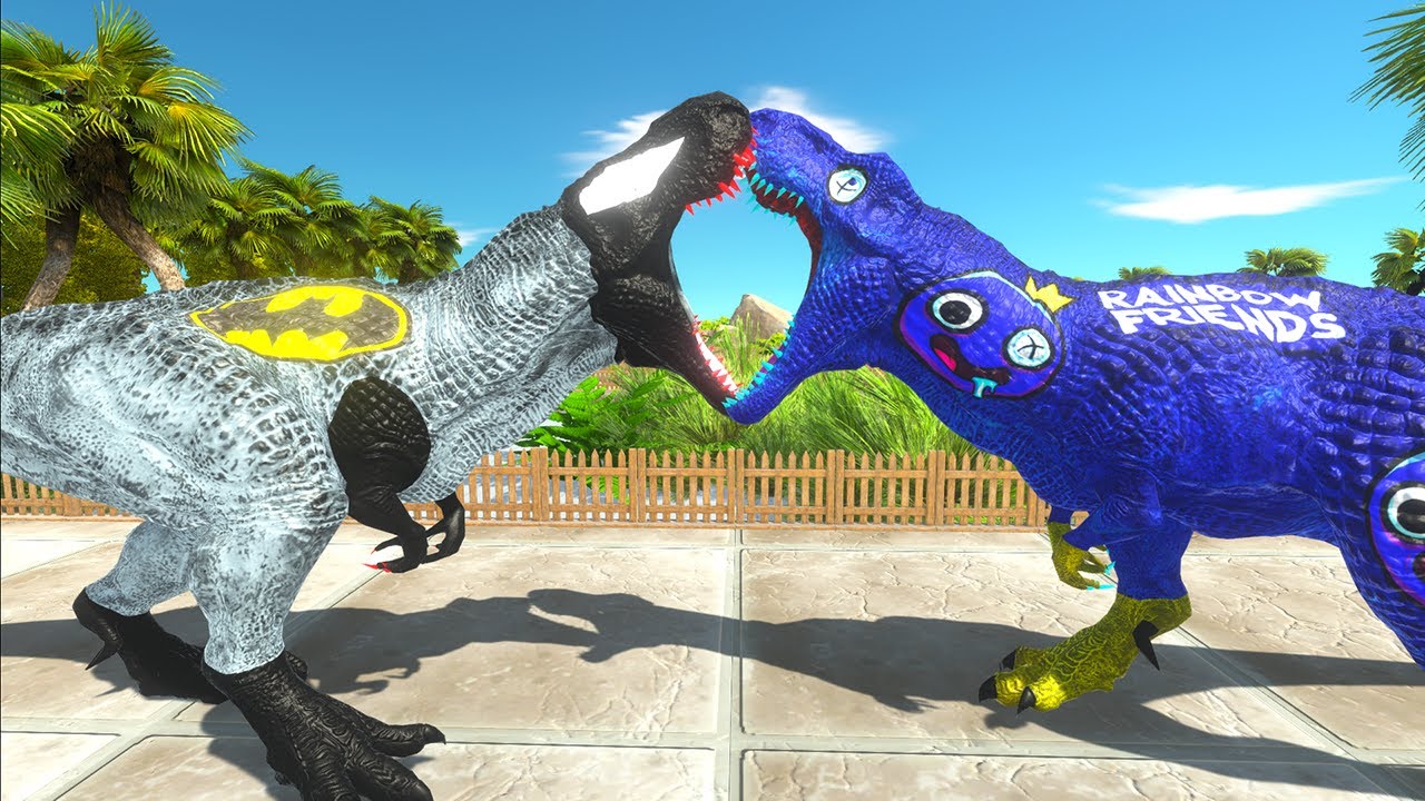 Batman T-rex vs Rainbow Friends Blue T-rex Death Oasis Animal Revolt ...