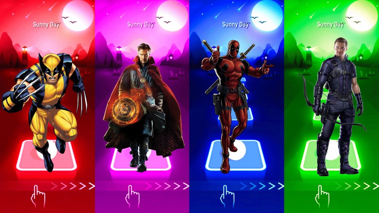 Marvel Wolverine vs Doctor Strange vs Deadpool vs Hawkeye | Tiles Hop ...