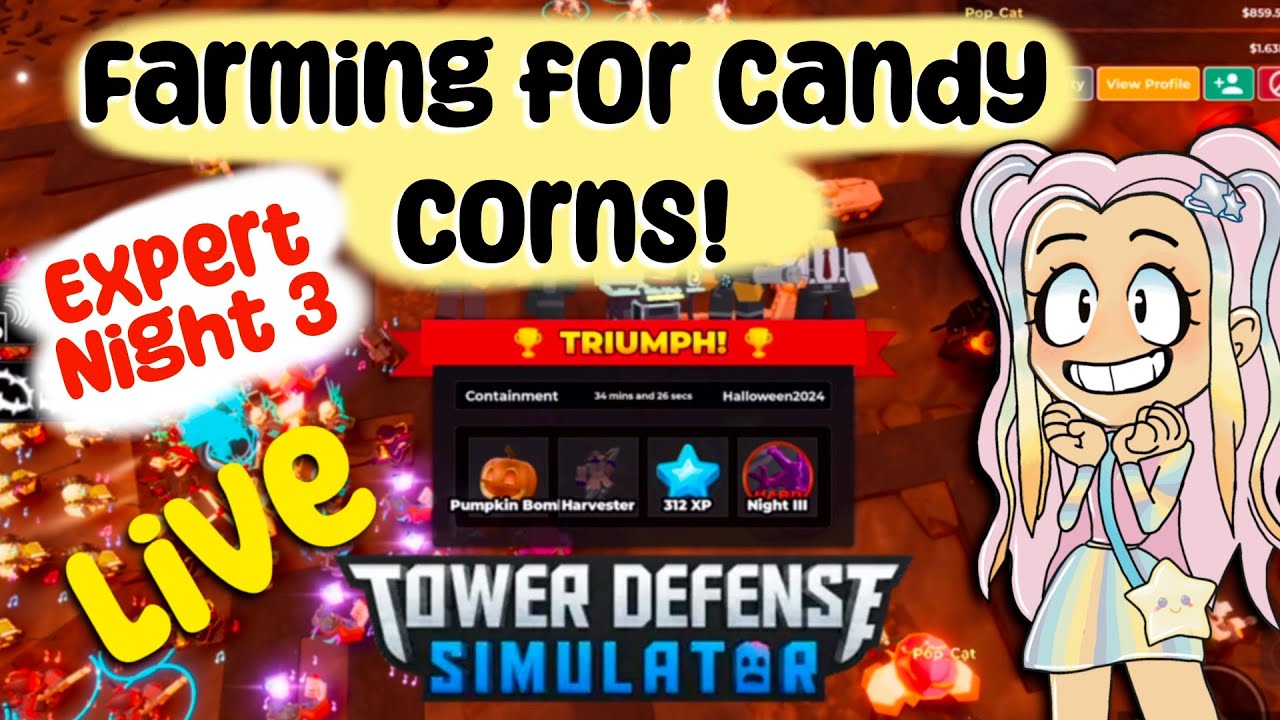 👻🎃 TDS Pros Beat Night 3 & Farm Candy Corn Tower Defense Simulator ...