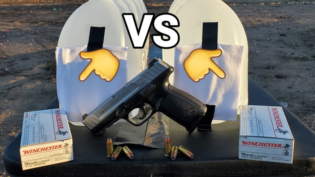 9mm winchester white box jhp 115 grain vs 147 grain (s&w sd9ve) - YouTube
