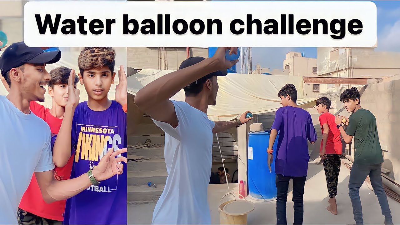 Water balloon challenge with friends 🥶😂 - YouTube