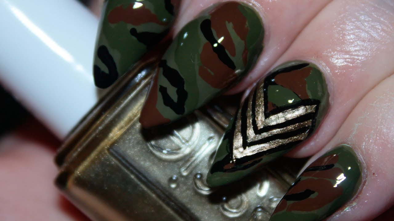 Army Print Camouflage Nails - YouTube