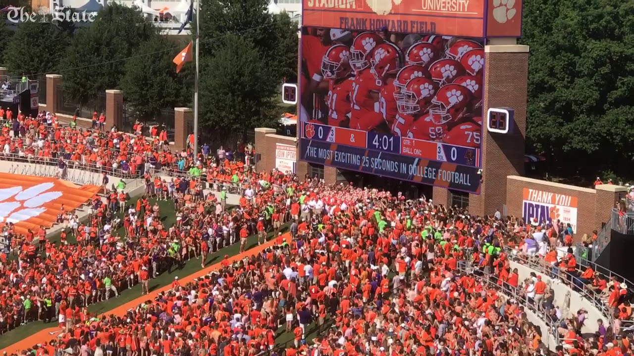 Clemson runs down the hill prior to matchup with Boston College - YouTube