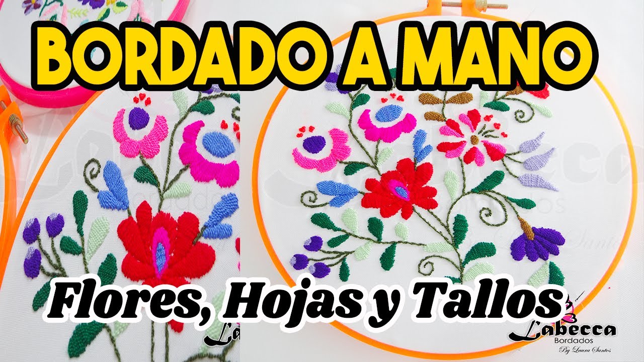 Cómo BORDAR FLORES, HOJAS y TALLOS a Mano | Embroidery Kit para Cojines ...