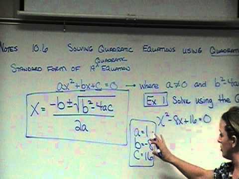 LOWELL ALGEBRA 1 10.6 Notes Part 1 of 2 - YouTube