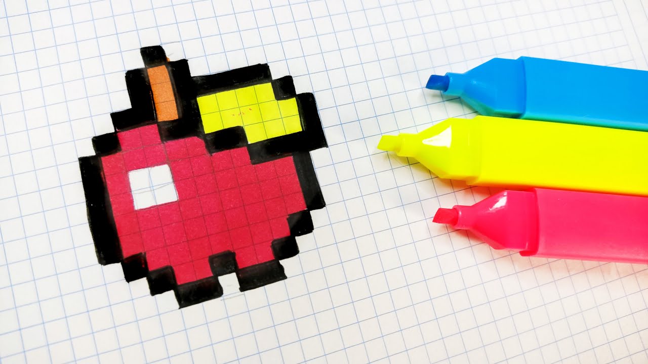 Handmade Pixel Art - How to draw an Apple #pixelart - YouTube