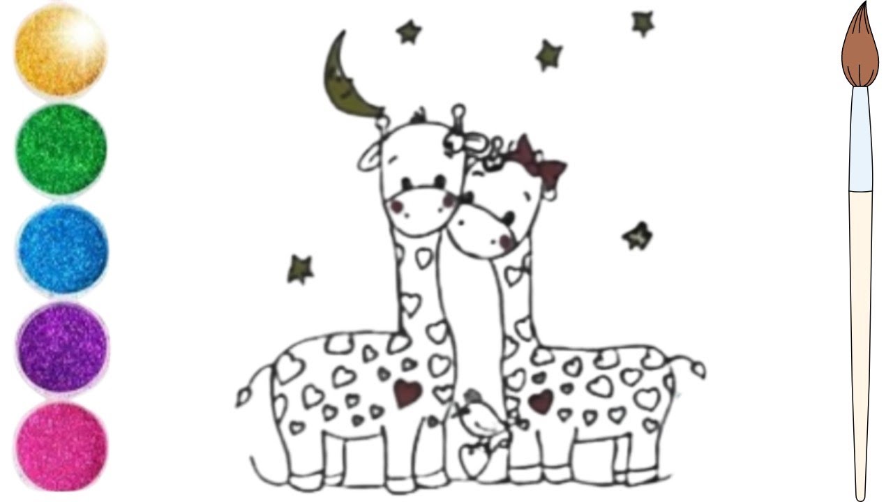 Easy giraffes drawing and coloring || Haw to draw and color giraffes ...