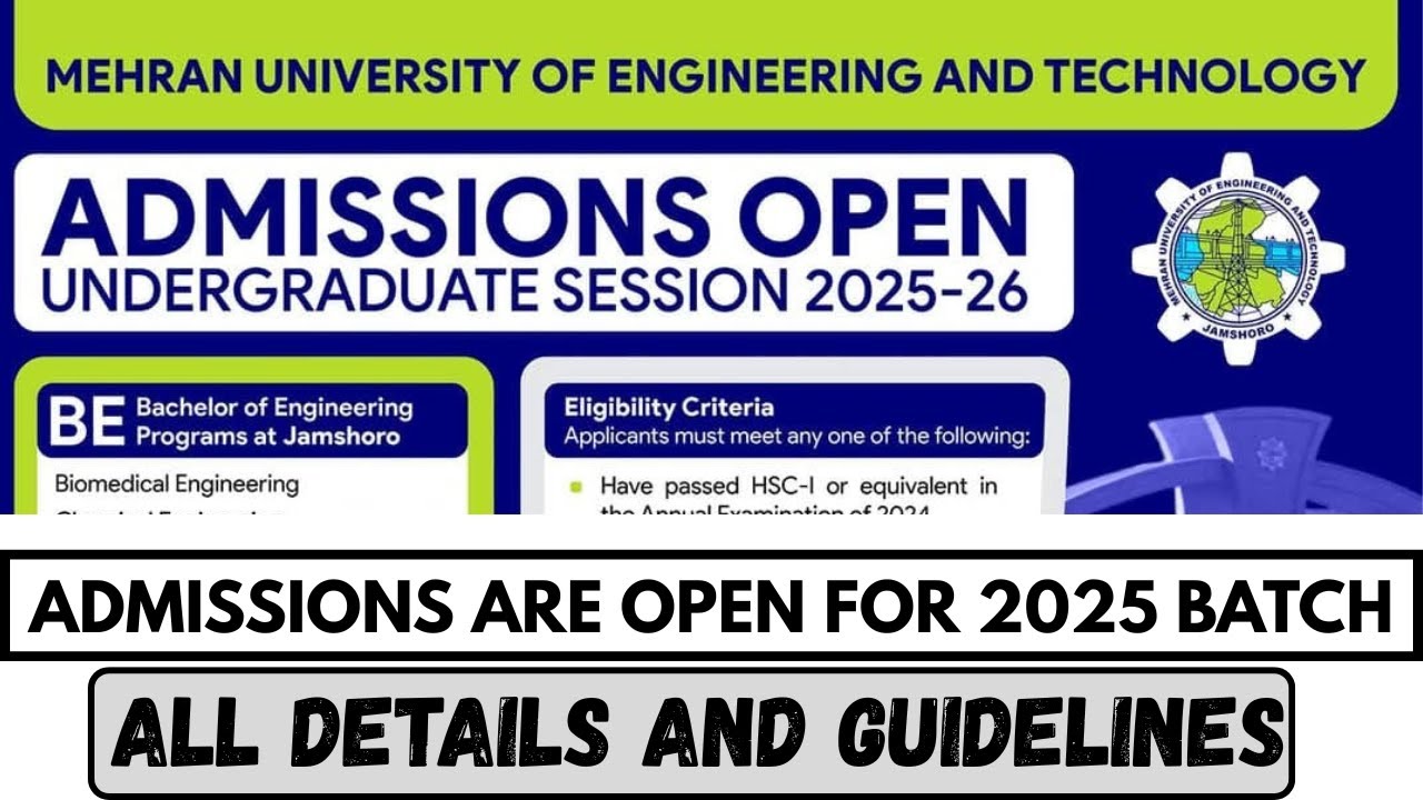 Mehran University Admissions 2025 Latest News II MUET Session 2025 ...