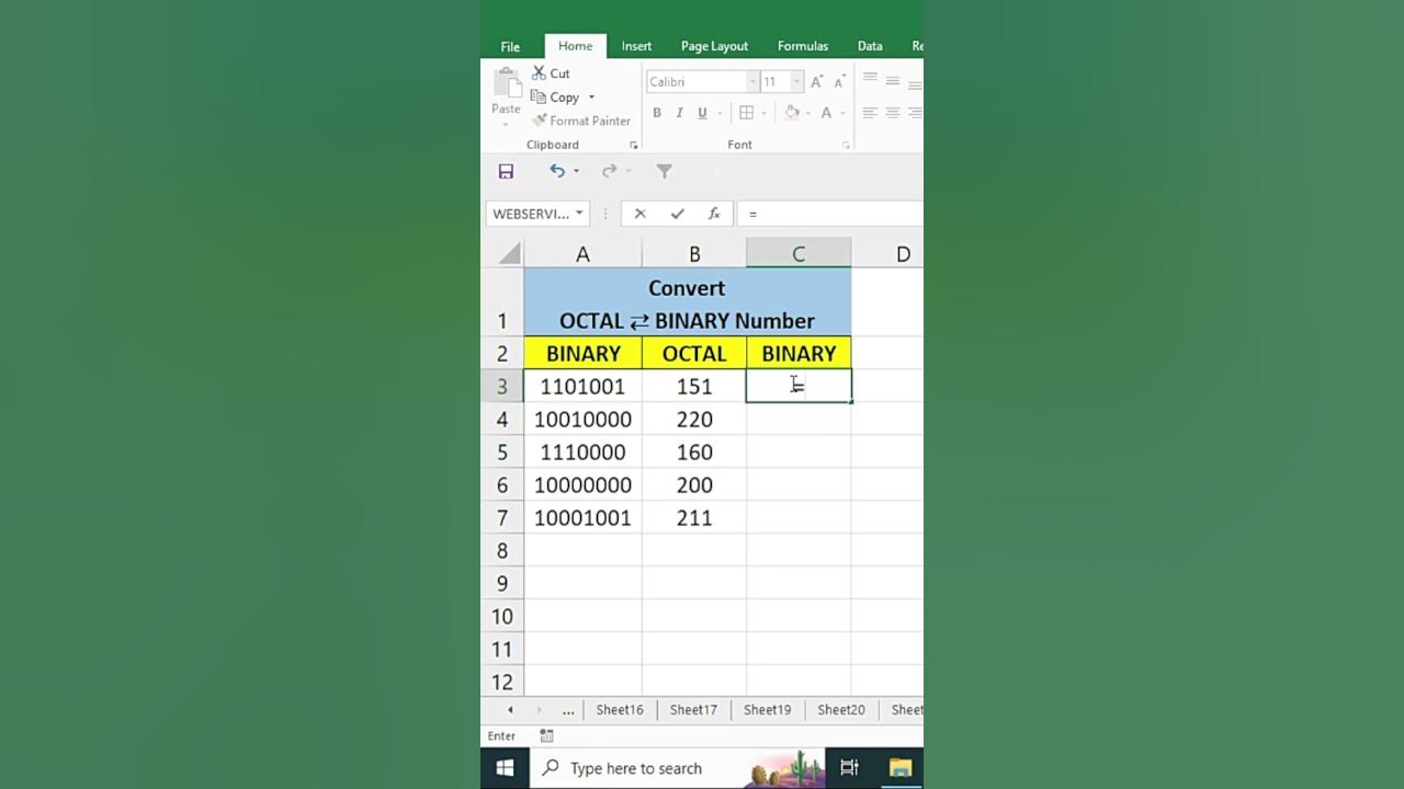 How to convert Binary ⇄ Octal number in excel #shorts - YouTube