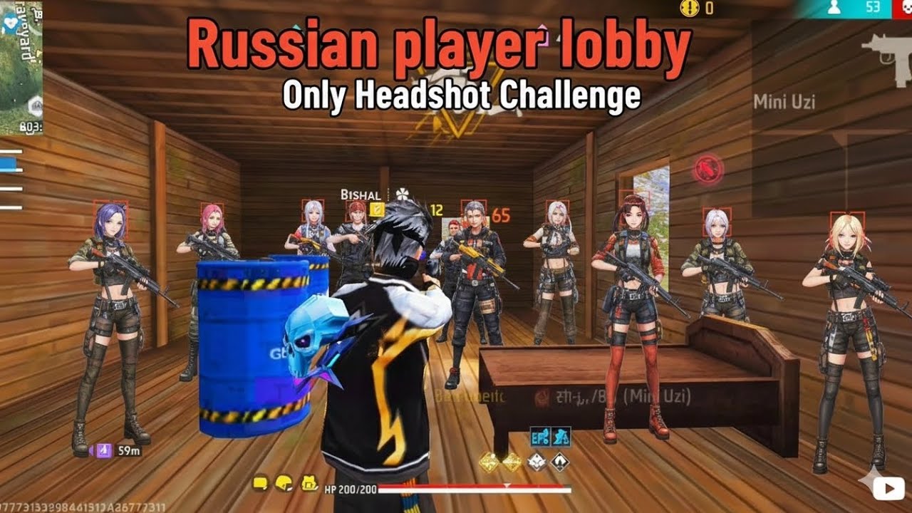 Russian Lobby vs Me Only Headshot Challenge 700 | Free Fire New ...