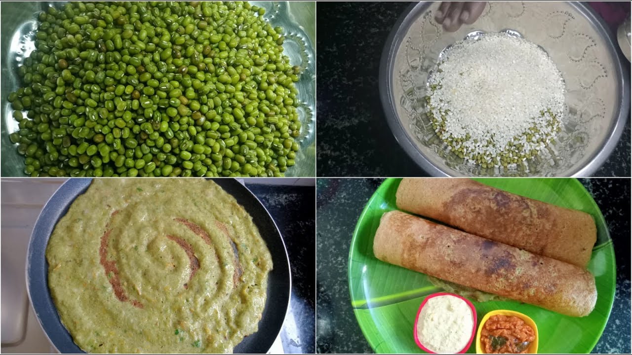Pachai Payaru Dosa Recipe | Green Gram Dosa | Pesarattu | Pesaru Pappu ...