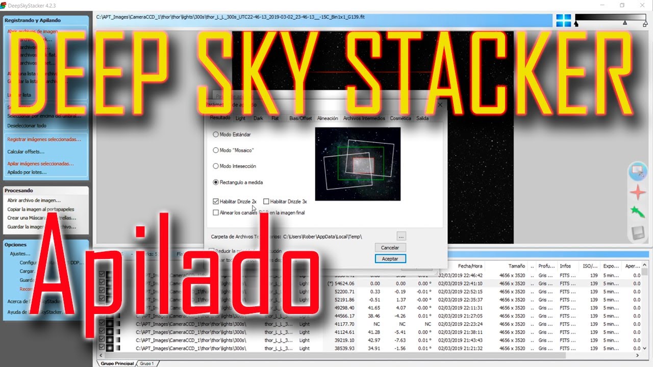 Deep Sky Stacker | Apilado GRATUITO de imágenes astronómicas. - YouTube