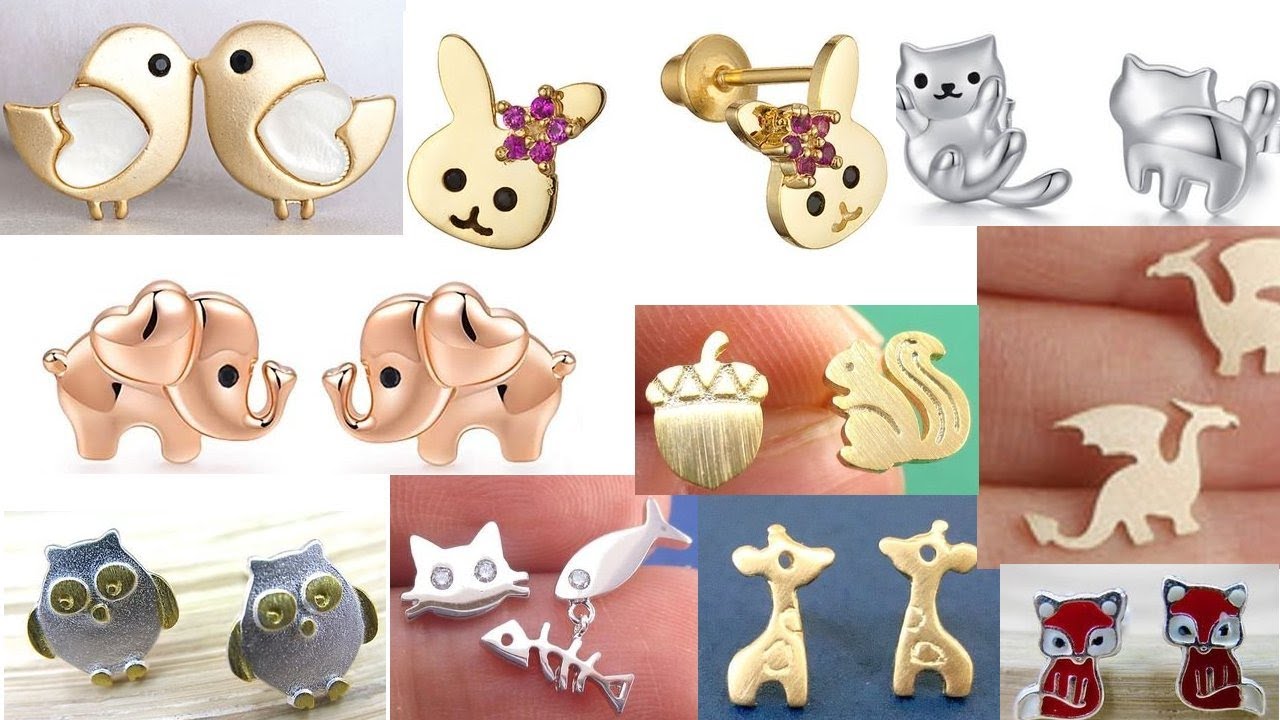 Choose your birthday month cutest animal ear studs earrings - YouTube