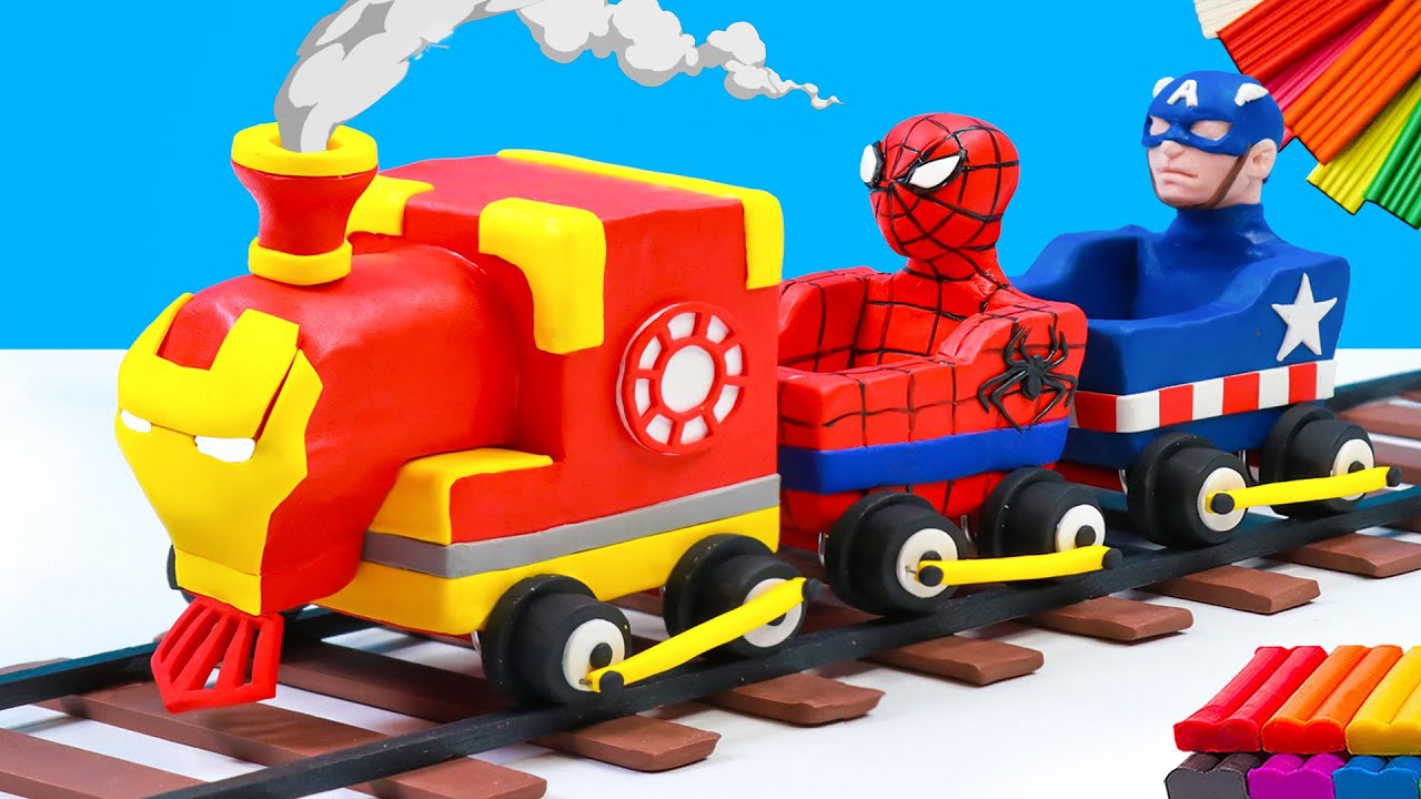 DIY Train mashup superheroes Ironman, Spider-man, Captain America with ...