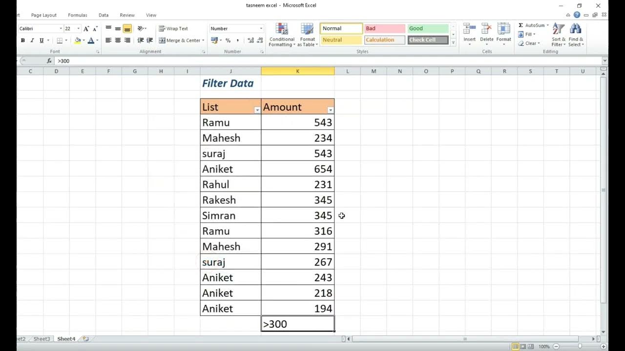 Filter data | Ms Excel - Filtering data | Excel tutorial - YouTube