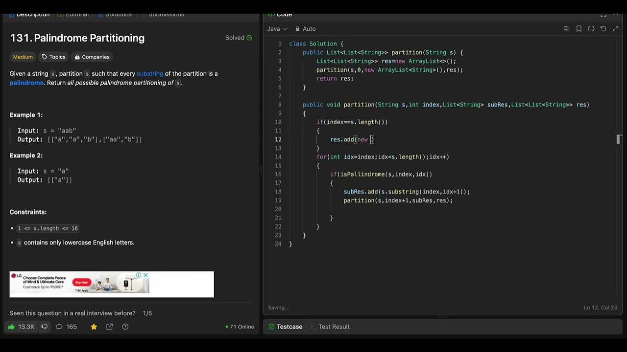 LeetCode 131 Palindrome Partitioning - YouTube LeetCode 131 Palindrome Partitioning - YouTube