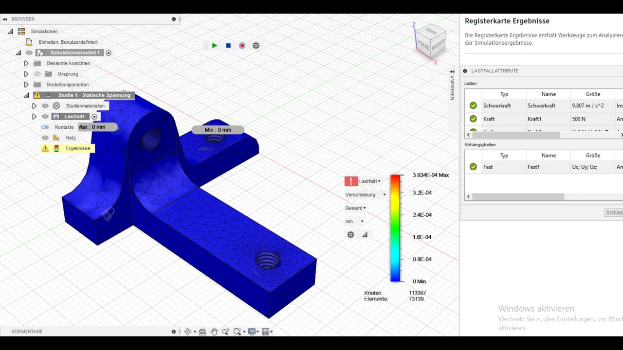 Gegenlager - Hauptfahrwerk Henschel HS P.135 - Finite Element Methode ...