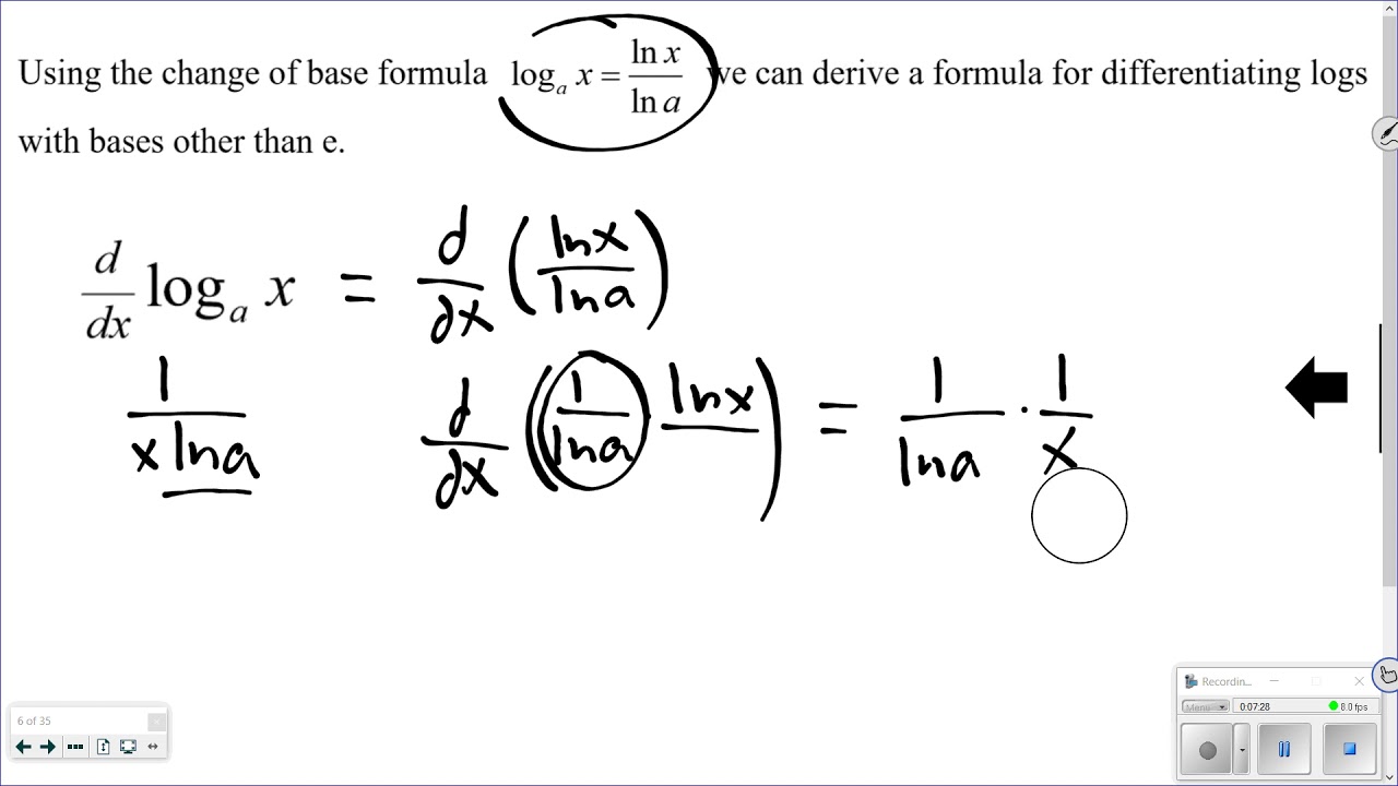 Calc 3.2 (Chain Rule with Exponentials and Logs) - YouTube
