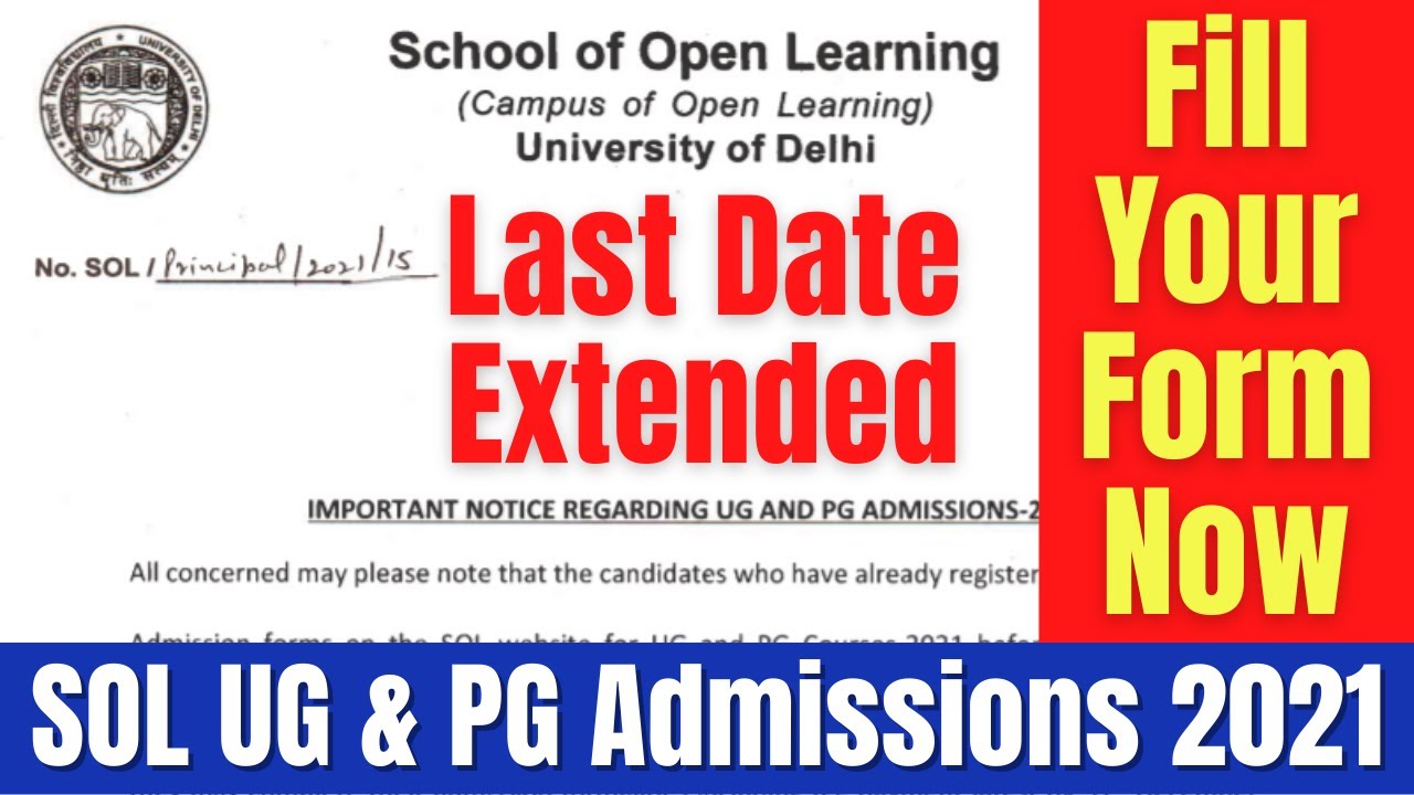 DU SOL UG & PG Admissions 2021 | Last Date Extended | Fill Your Form ...