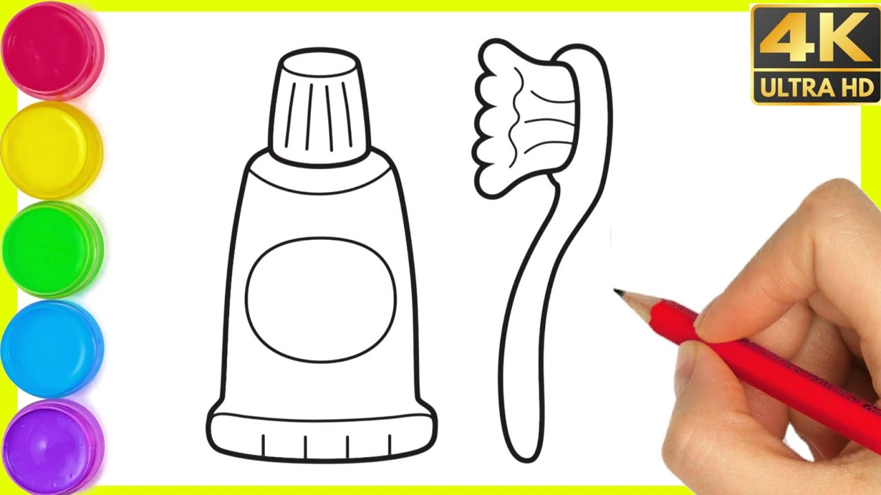 How to draw a Toothpaste and Toothbrush 🪥 step by step drawing for ...