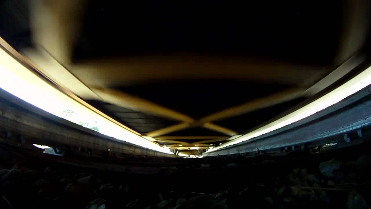 Union Pacific freight train runs over a camera on the track - YouTube
