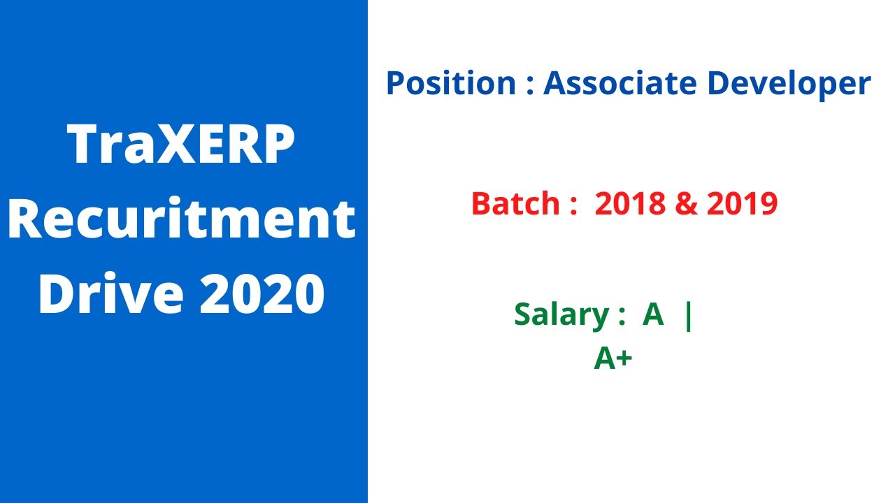 TraXERP Recuritment Drive 2020 | Campus Placement - YouTube