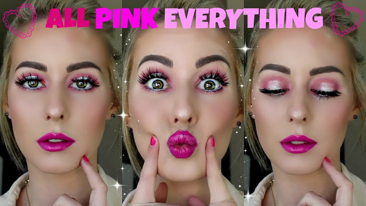 All Pink Everything *Bright Spring Makeup* - YouTube