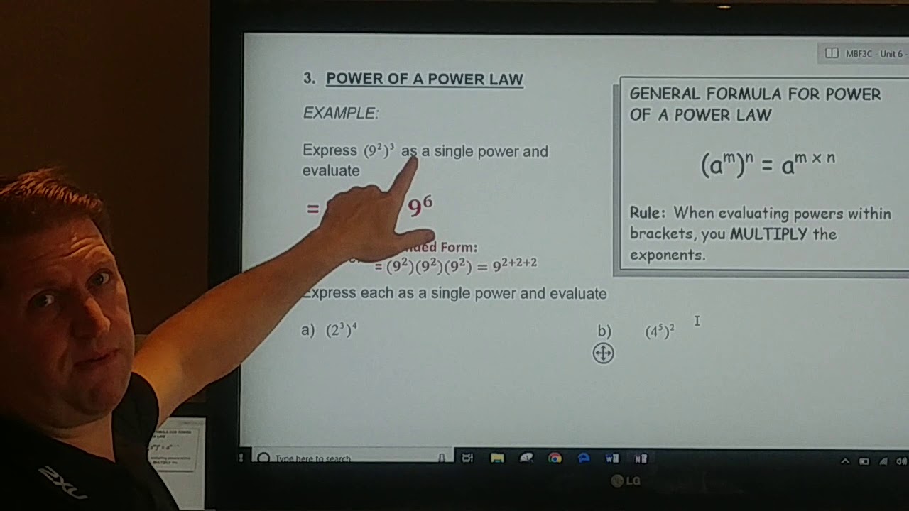 Distance Learning - MBF3C - Exponent Laws - YouTube