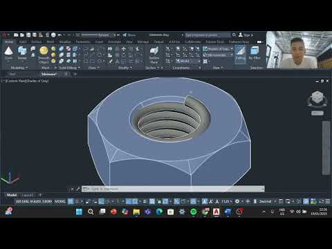 TUTORIAL MEMBUAT MUR BAUT 3D AUTOCAD - YouTube