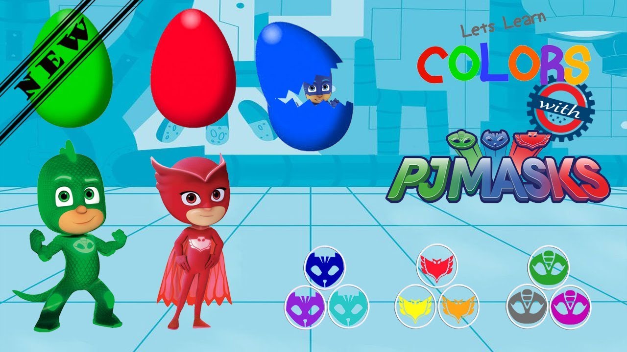 Colorful SURPRISE EGGS PJ MASKS Learning Video to Learn COLORS and ...