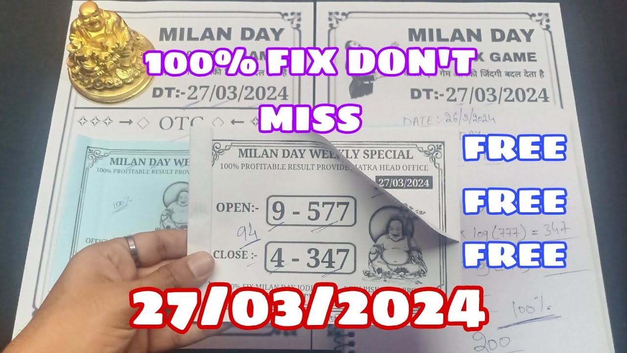 Milan day 27/03/2024 Milan Chart #milandayotc | Milan day Panel # ...