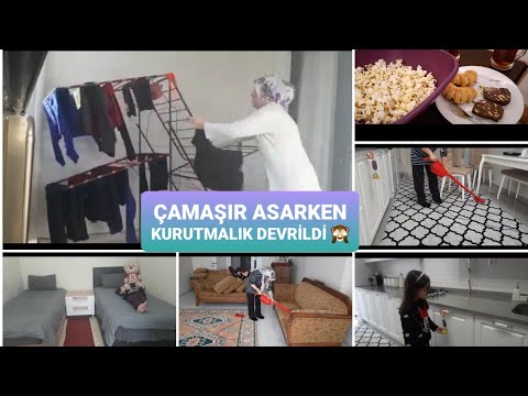 ÇAMAŞIR KURUTMALIĞIM DEVRİLDİ 😱 GÜNLÜK RUTİN TEMİZLİK 🧼 MANTARLI KREMALI MAKARNA 🍜