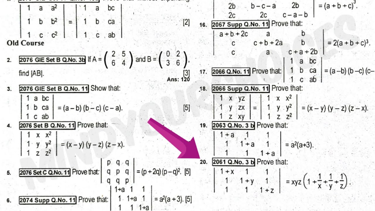 Matrices and Determinants In Nepali | Business Math Class 12 Model ...