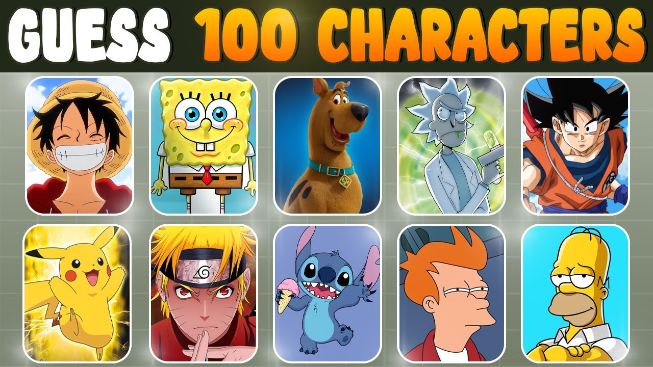Guess the 100 Cartoon Characters | One Piece, Scooby-doo, Dragon Ball ...