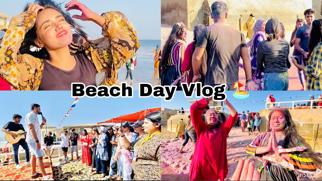 Beach Day Vlog Part 2 🏖 | Rung Party | Live Concert | University Trip ...