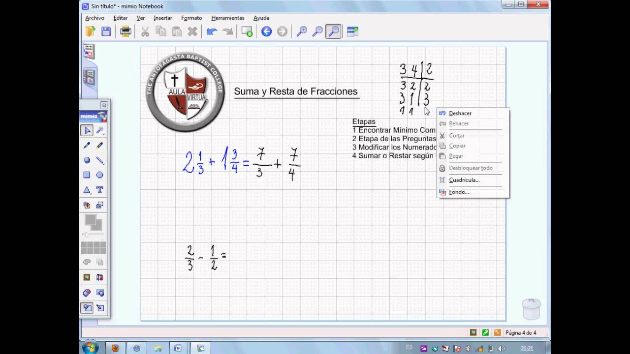 Video Tutorial Suma y Resta de Fracciones - YouTube