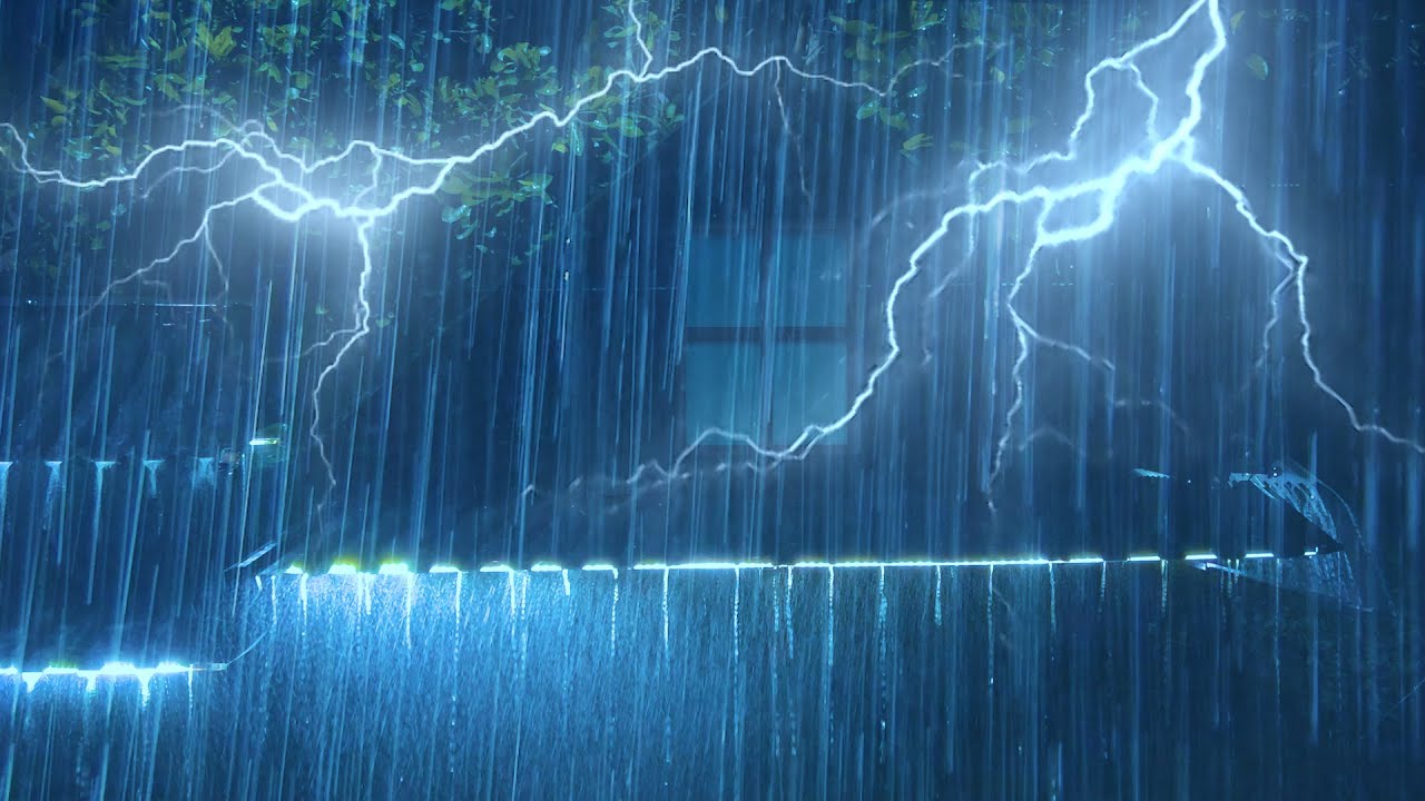 ⚡ Powerful Thunderstorm at Night | Terrible Rainstorm & Very Intense ...