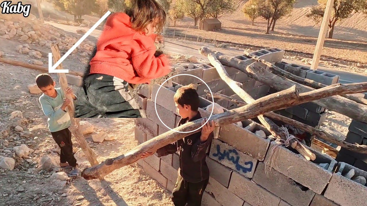 Wearing the roof of the house of poor orphan children in difficult ...