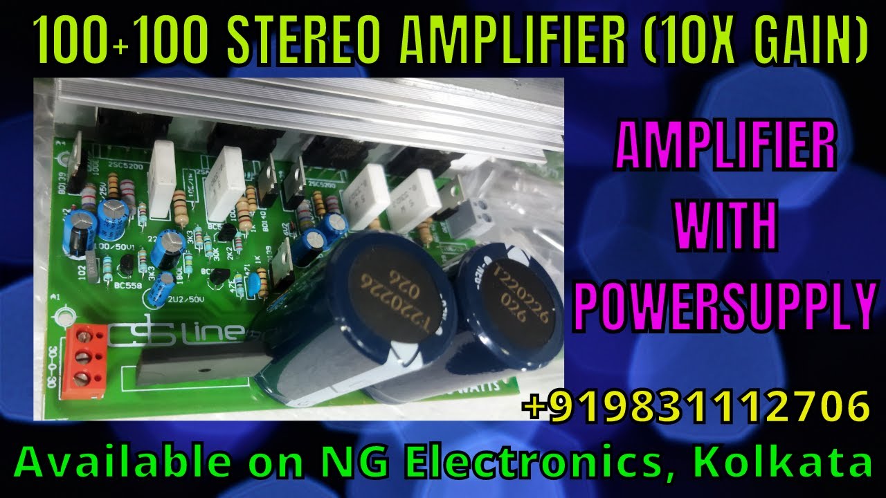BOOM!!! INTEGRATED 100+100 BJT AMPLIFIER II 4 Ohms Load II STEREO - YouTube